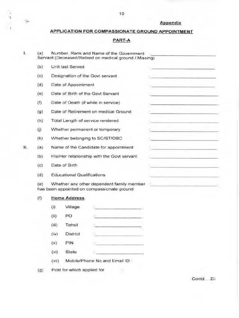 Compassionate Appointment Application Form | PDF | Government | Justice