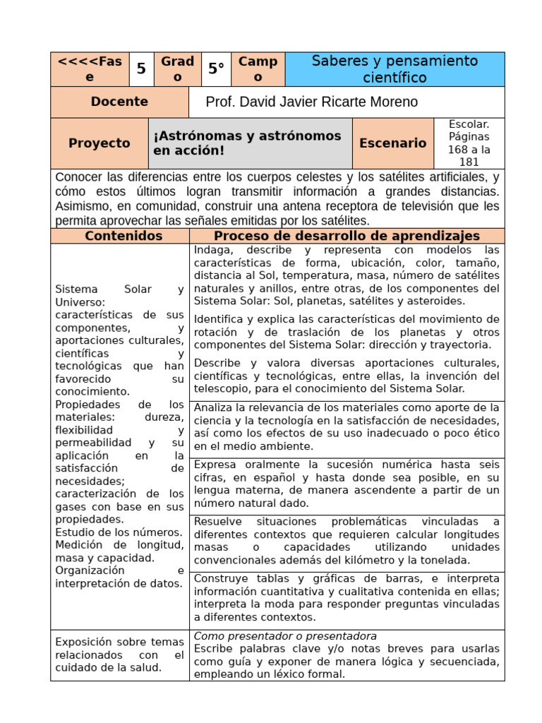 5to Grado Abril 03 Astronomas y Astronomos en Accio N 2023 2024 | PDF