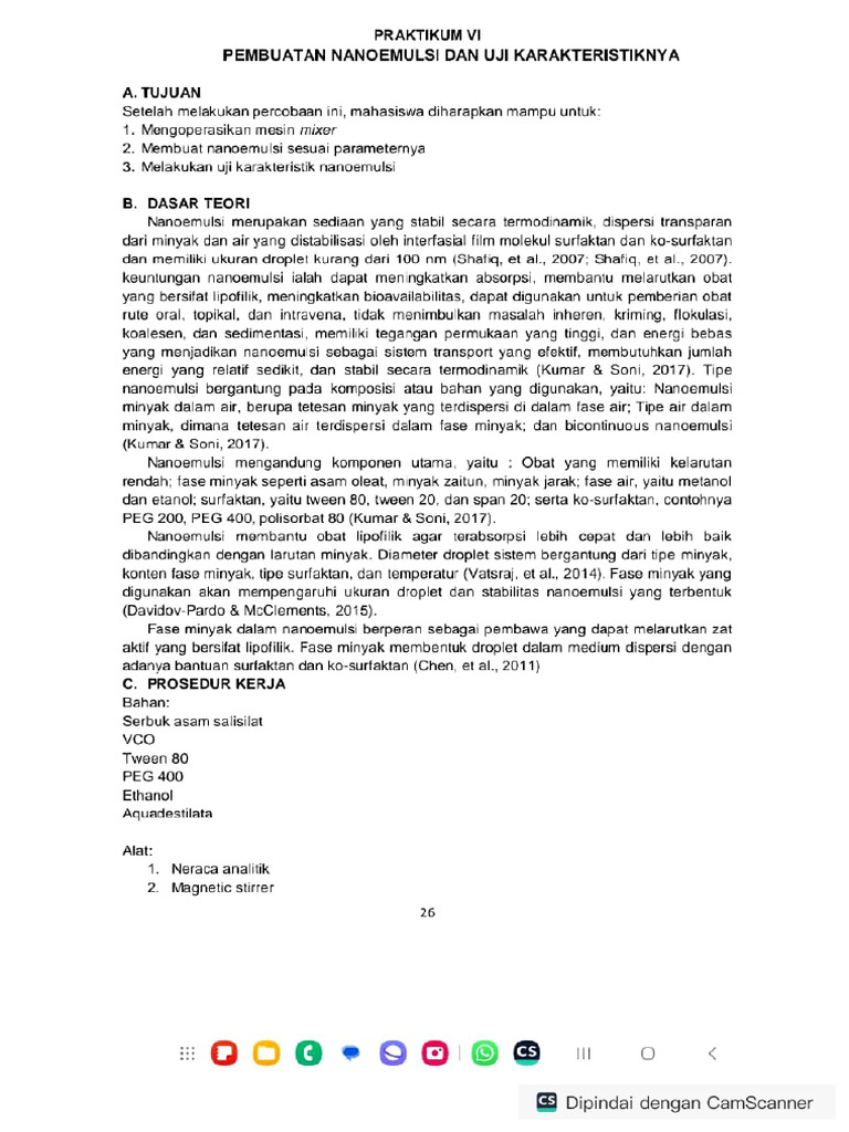 Pembuatan Nanoemulsi Dan Uji Karakteristiknya | PDF