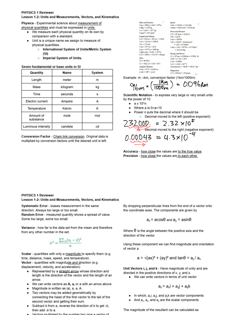 Lesson 1-2 Physics Reviewer | PDF | International System Of Units | Measurement