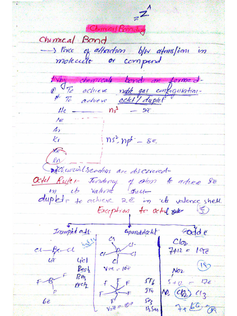 Chemical Bonding Handwritten by MDCATIOLOGY | PDF