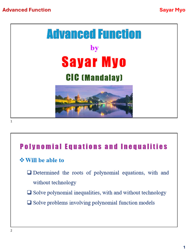 02 Advanced Function 12 Ch2 Key Concepts | PDF | Factorization | Polynomial