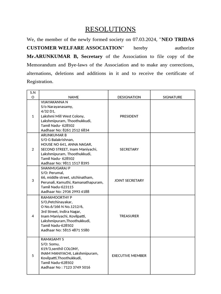 Resolutions Neo Tridas | PDF