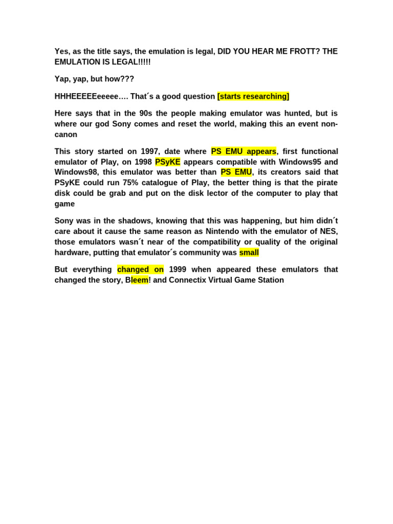 How Thanks To Sony Emulation Is Legal | PDF