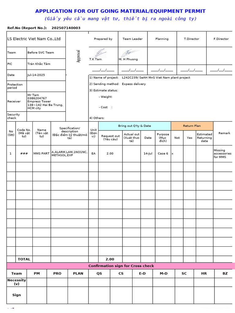 l242c239 - Out Going Material | PDF