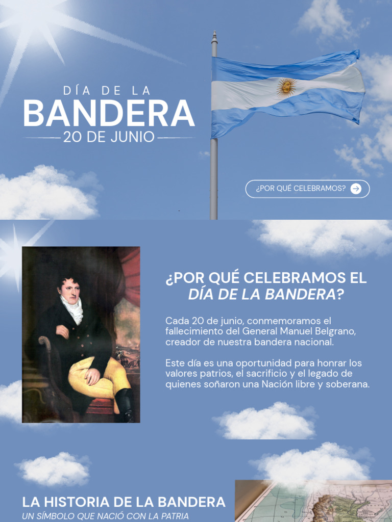 Presentación Día de La Bandera Argentina Minimalista Celeste y Blanco ...