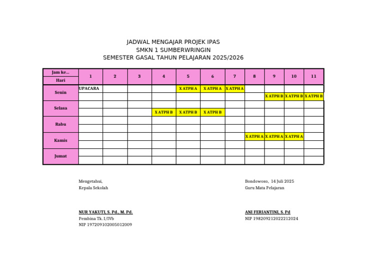 Jadwal Mengajar | PDF