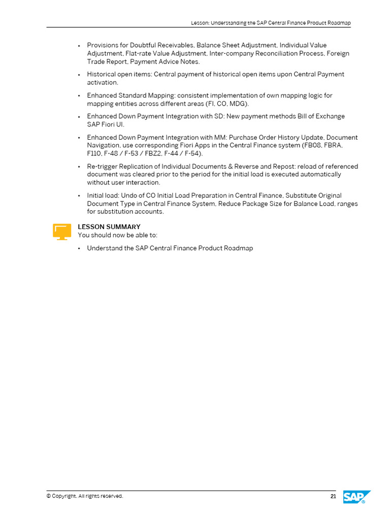SAP Central Finance Roadmap Overview | PDF