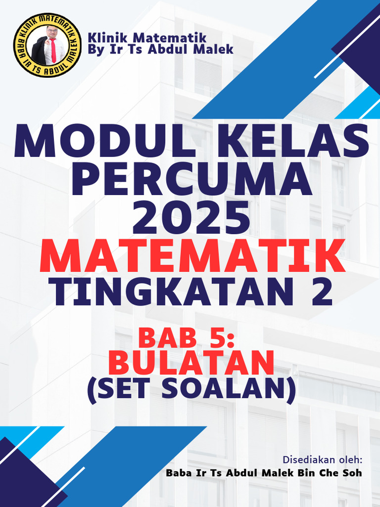 Modul Kelas Matematik Percuma Tingkatan 2 - Bab 5 Bulatan-Set Soalan | PDF