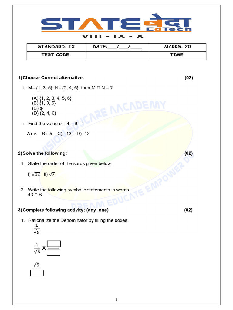 Order of Surds and Related Problems | PDF