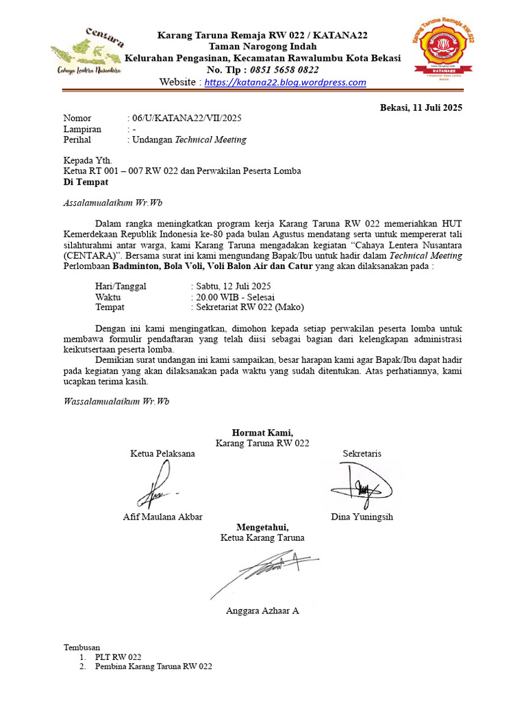 Surat Undangan TM Lomba | PDF