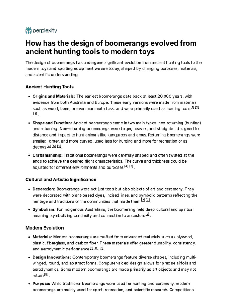 How Has The Design of Boomerangs Evolved From Anci | PDF