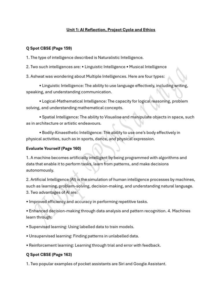 UNIT - 1 Complete Solution | PDF | Artificial Intelligence | Intelligence (AI) & Semantics