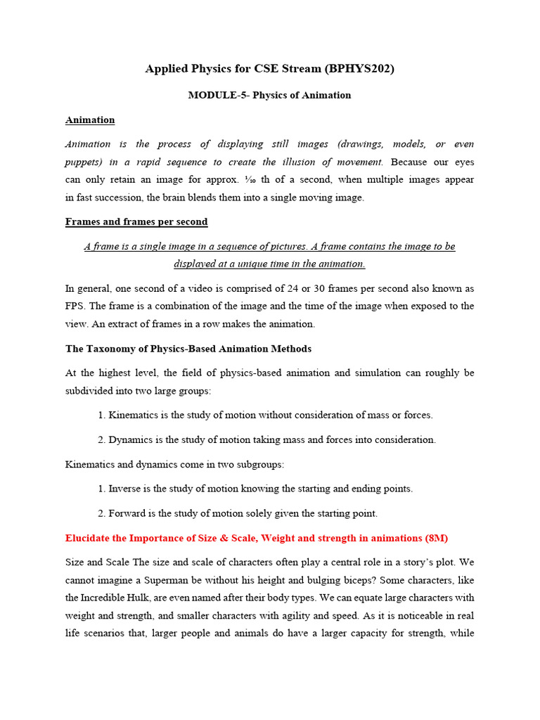 Module 5 Physics of Animation | PDF | Statistics | Statistical Inference