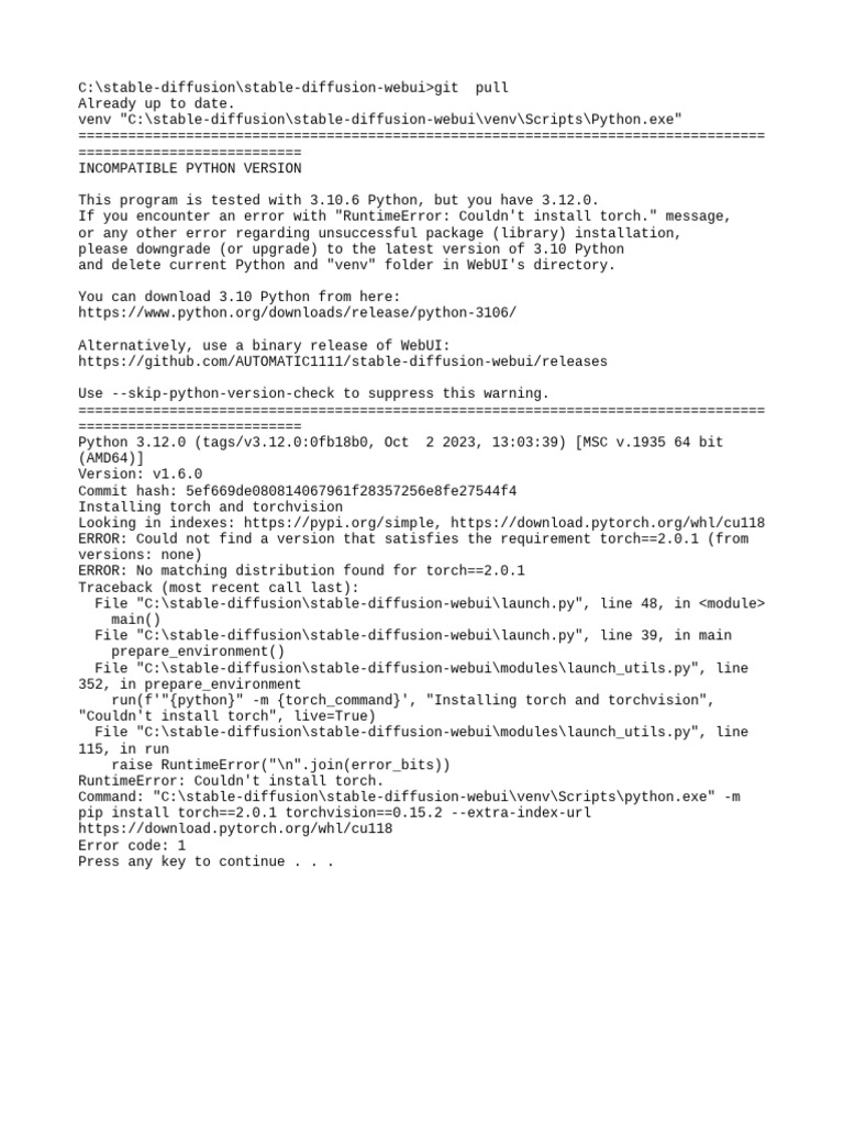 Stable Diffusion Error | PDF