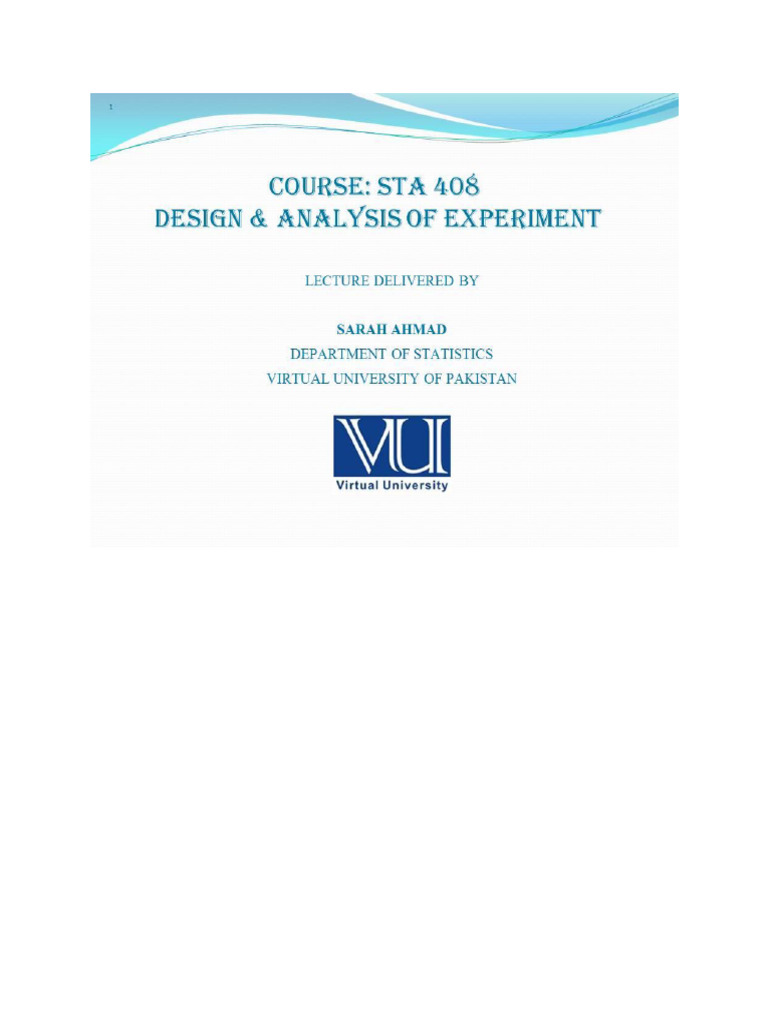 Lecture 8 STA 408 | PDF