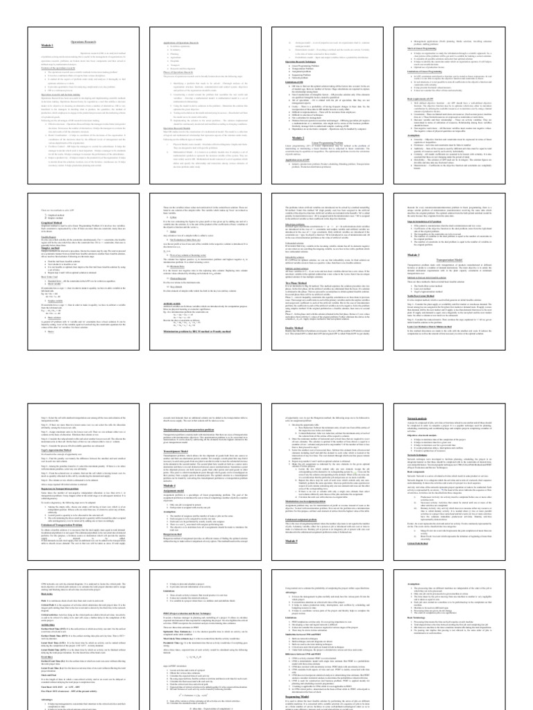 Operations Research Techniques Overview | PDF | Mathematical ...