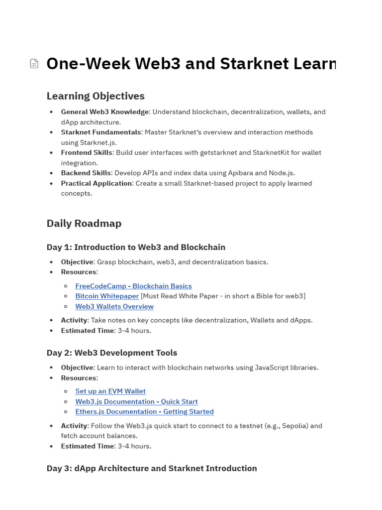One Week Web3 and Starknet Onboarding | PDF | Computing | Software