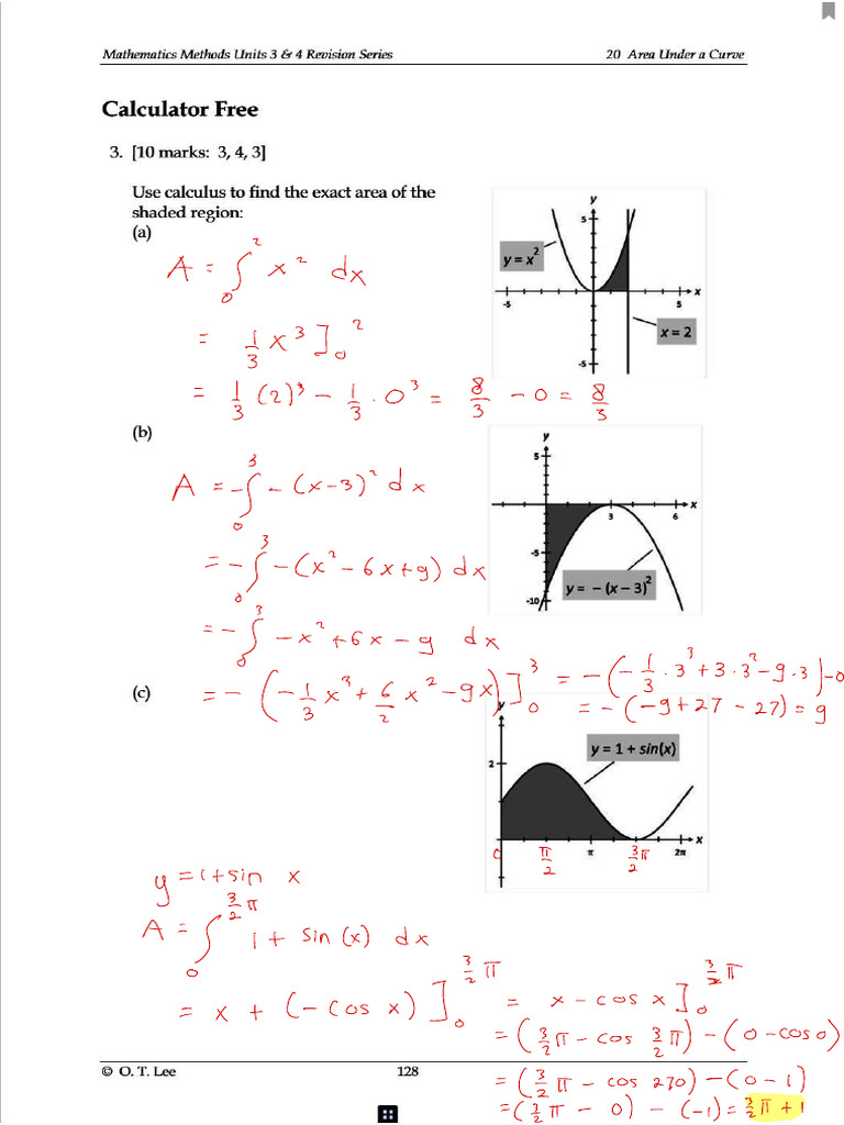 WA ATAR Math Methods Yearr 12 Revision Series OT Lee | PDF