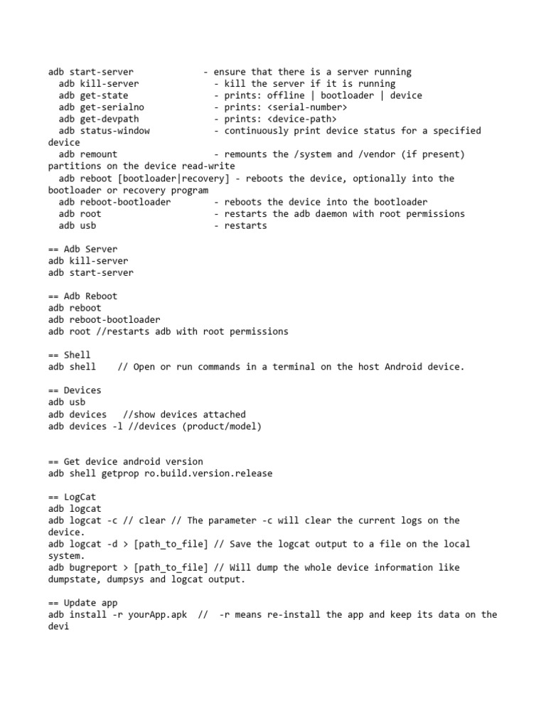 ADB Command Usage Guide | PDF