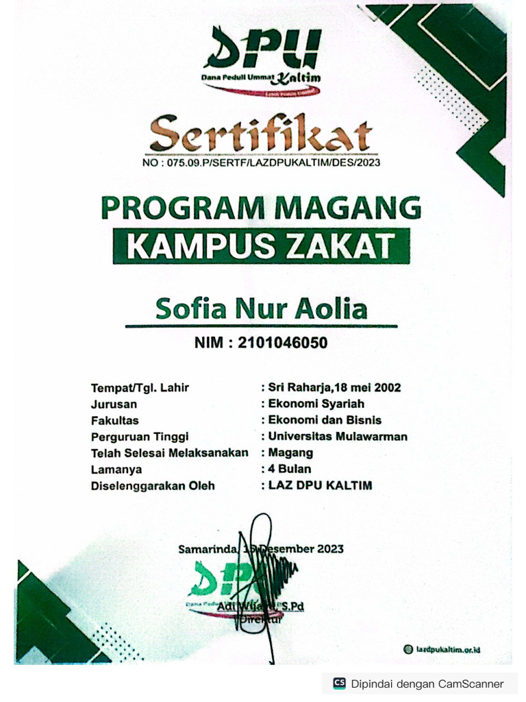 Sertifikat Laz Dpu Sofia | PDF