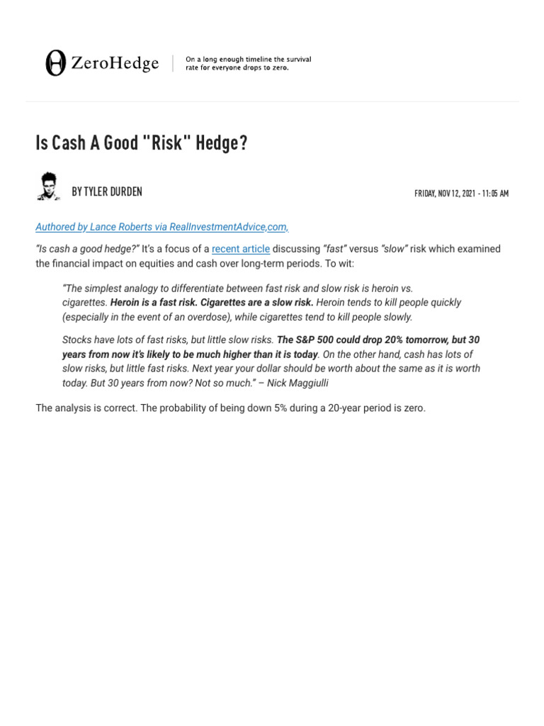 Cash as a Hedge Against Market Risks | PDF | Valuation (Finance ...