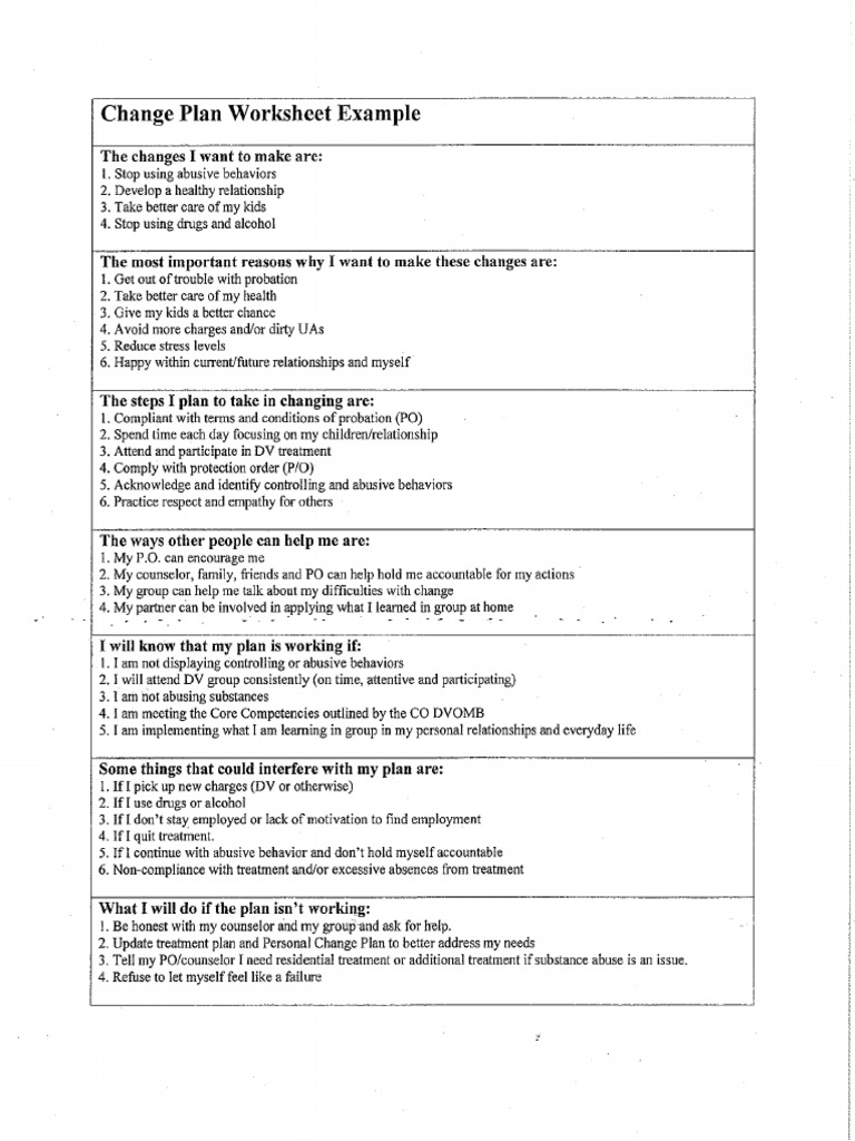 Personal Change Plan | PDF