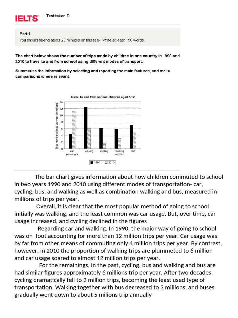 Task 1 Line Graph Commute To School | PDF