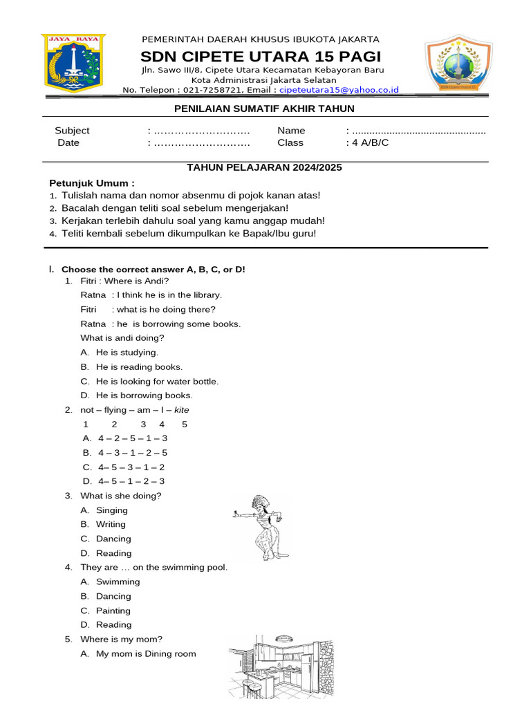 SAS Bahasa Inggris Kelas 4 Salinan | PDF | Linguistics | Language Mechanics