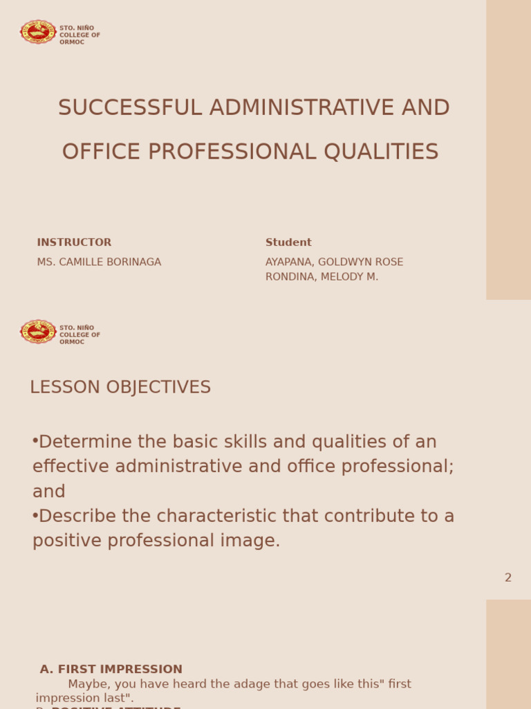 Professional Qualities in Office Management | PDF