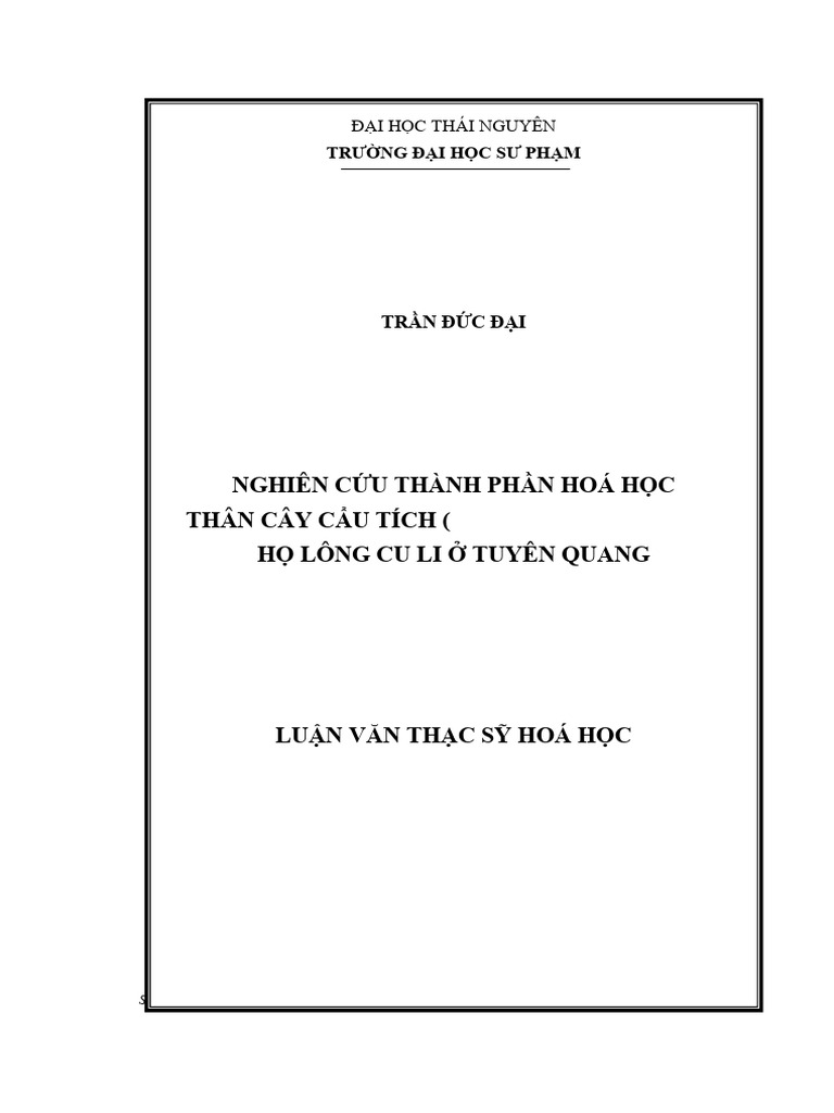 Luận Văn Nghiên Cứu Thành Phần Hóa Học Thân Cây Cẩu Tích Cibotium ...