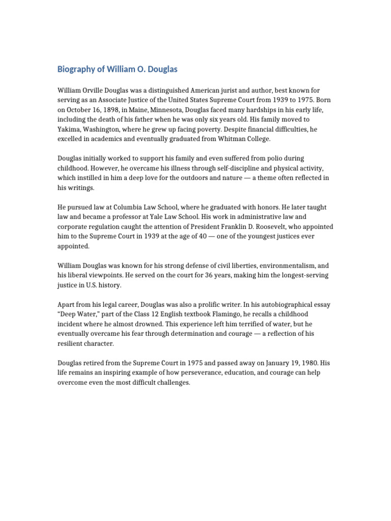 Biography of William O. Douglas | PDF