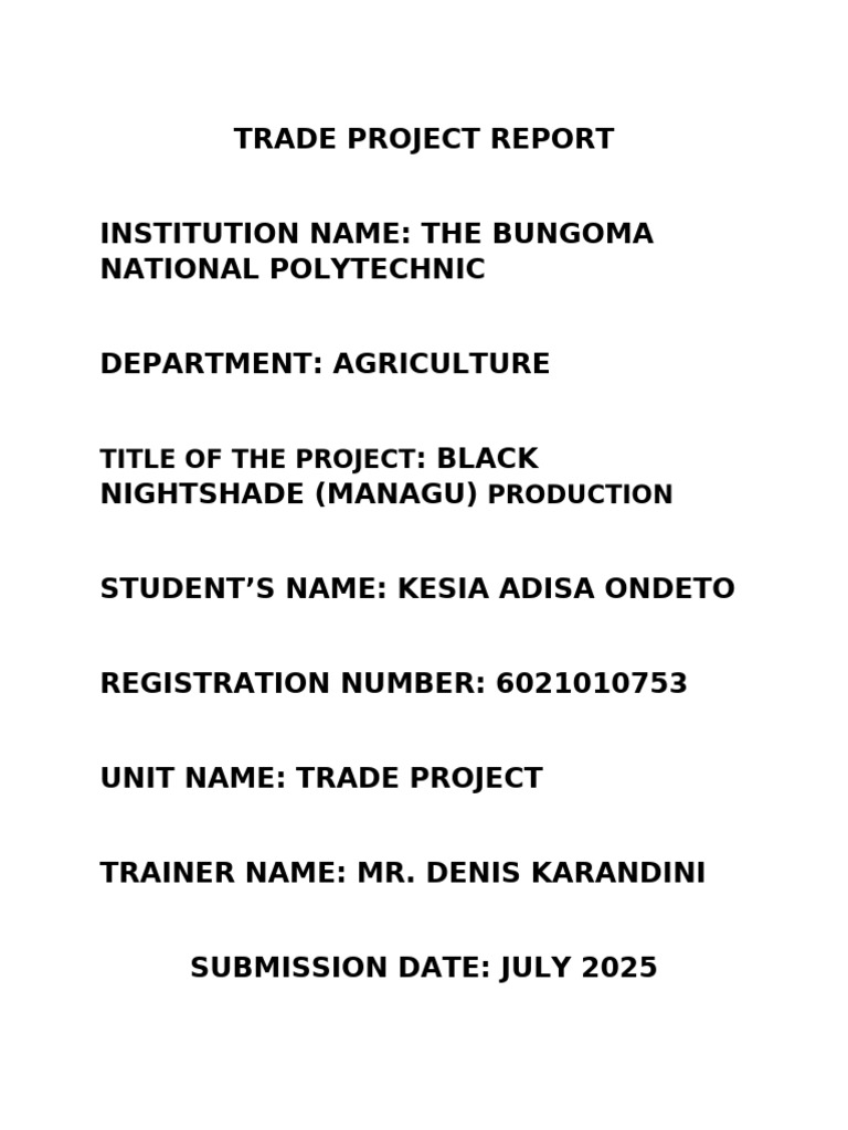 Kesia Trade Project Report | PDF | Soil | Plant Nursery