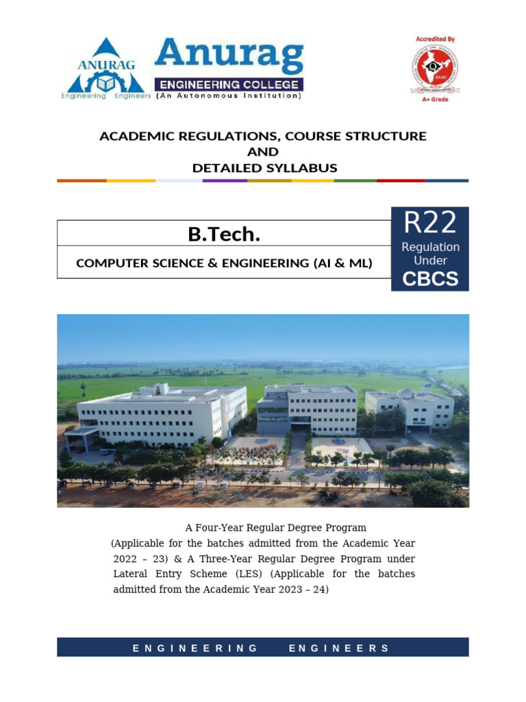 R22 CSE (AI&ML) Syllabus Modified | PDF | Course Credit | Academia