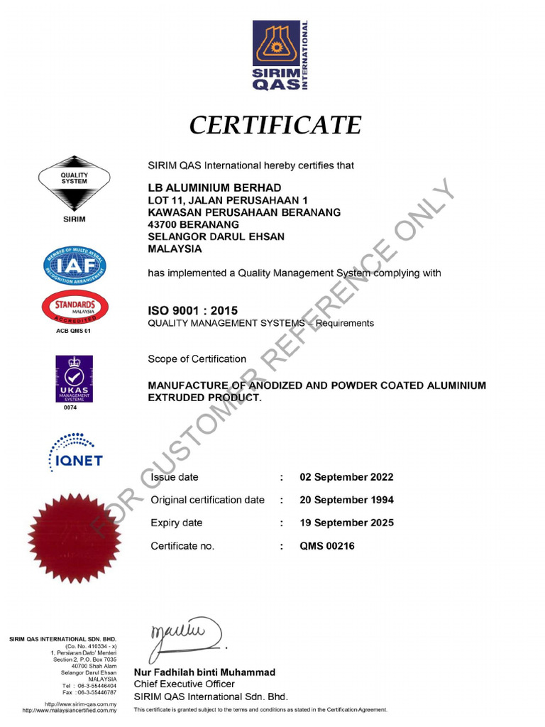 Sirim Certificate 2022-2025 | PDF