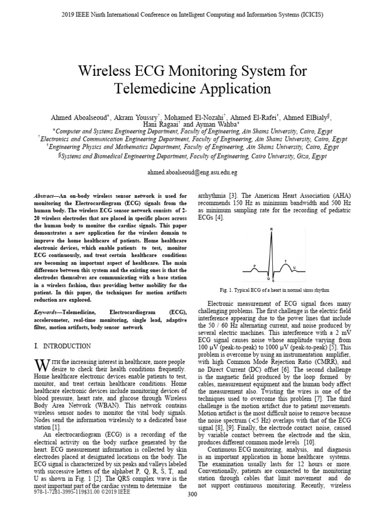 Wireless ECG Monitoring System For | PDF | Electrocardiography ...