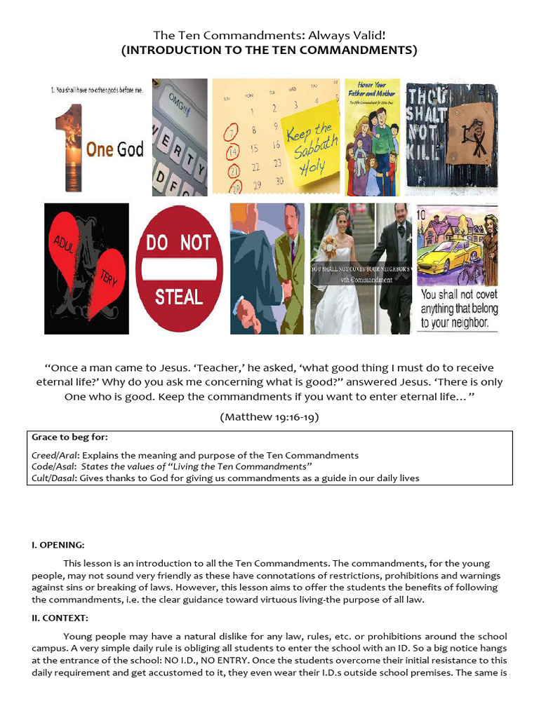 1.0 Intro To Ten Commandments | PDF | Ten Commandments | Covenant (Biblical)