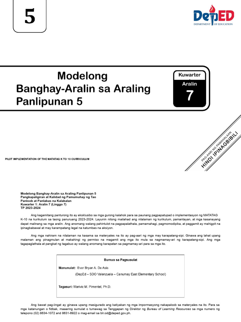 F2 Q1 LE AP5 Lesson 7 Week 7 | PDF