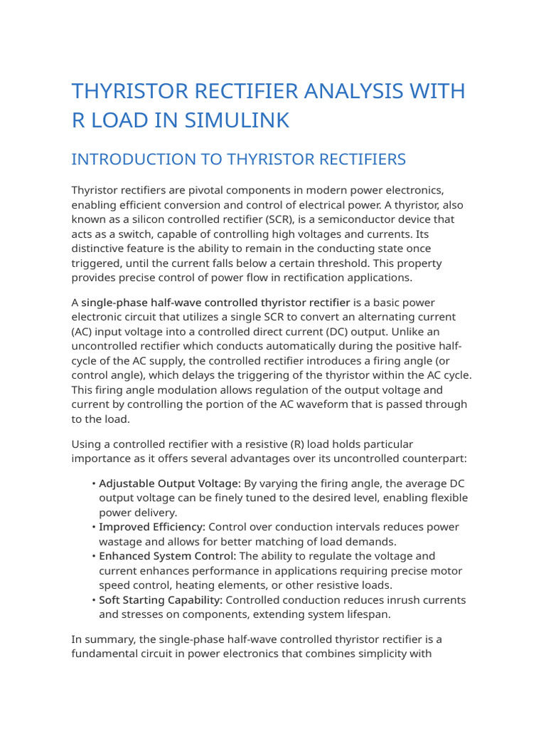 Thyrister Rectifier With R Load Report | PDF | Rectifier | Power ...