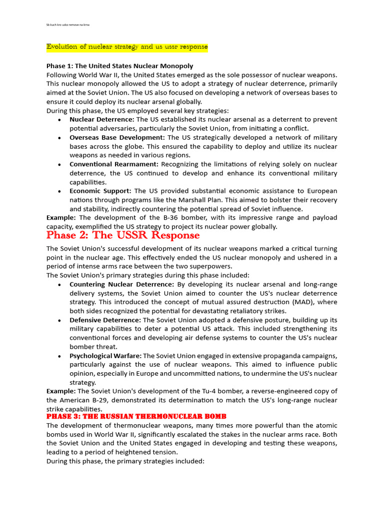 Evolution of Nuclear Strategy Overview | PDF | Mutual Assured ...