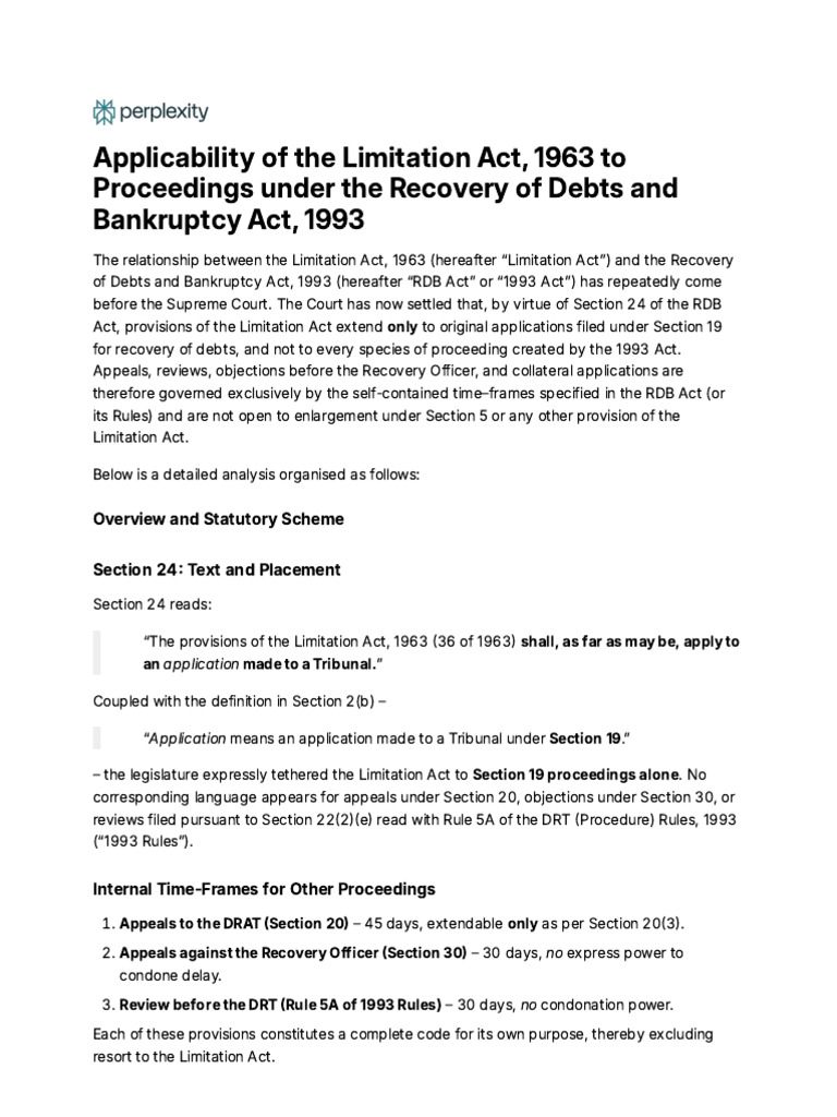 Limitation Act and RDB Act: Key Insights | PDF | Statutory ...