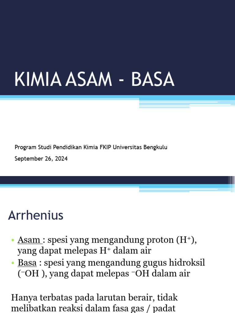Definisi Basa dalam Kimia Asam-Basa | PDF