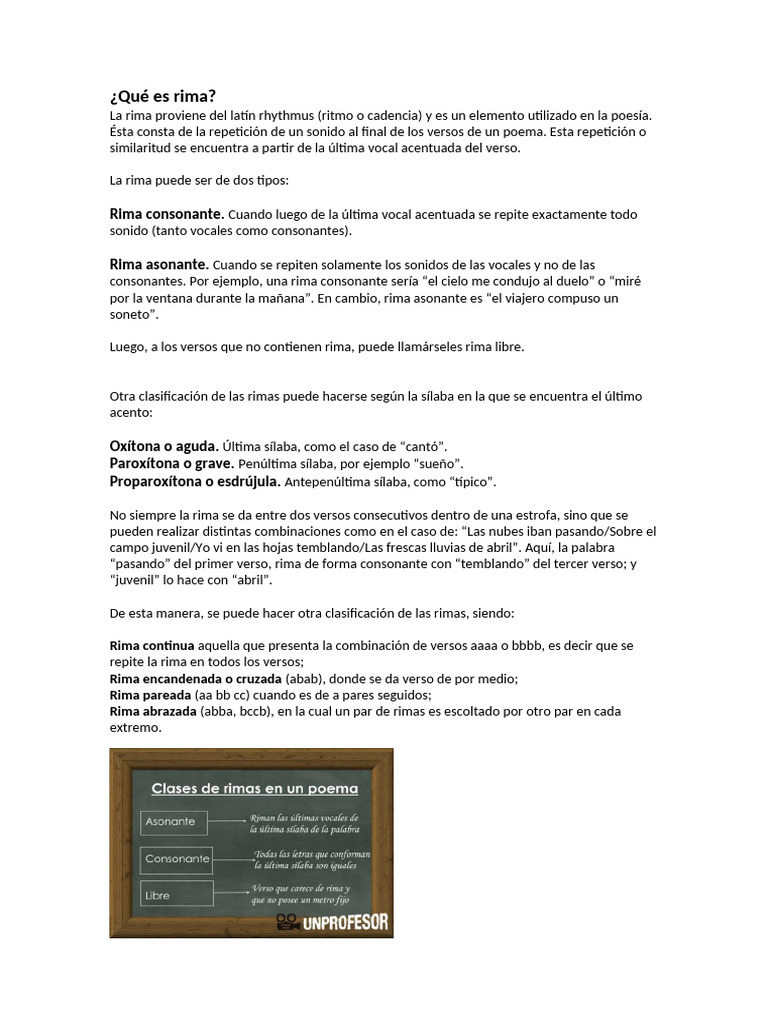 Clase Rimas | PDF | Rima | Sílaba