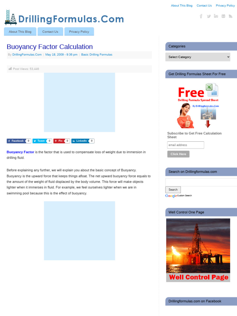 Buoyancy Factor Calculation in Drilling | PDF | Buoyancy | Mass