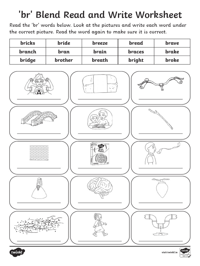 'br' Blend Worksheet for Kids | PDF