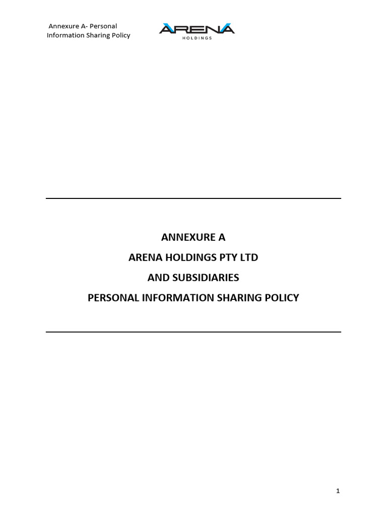 Arena Annexure A Personal Information Sharing Policy 2023 | PDF ...