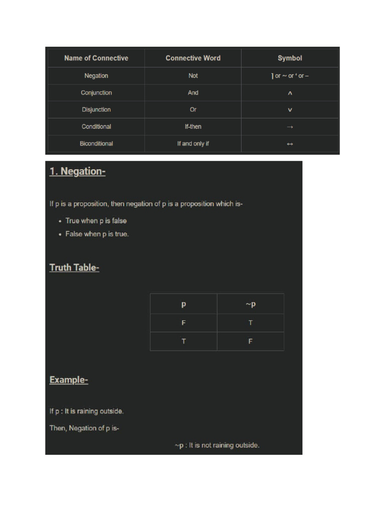 Logical Connectives - Truth Tables | PDF