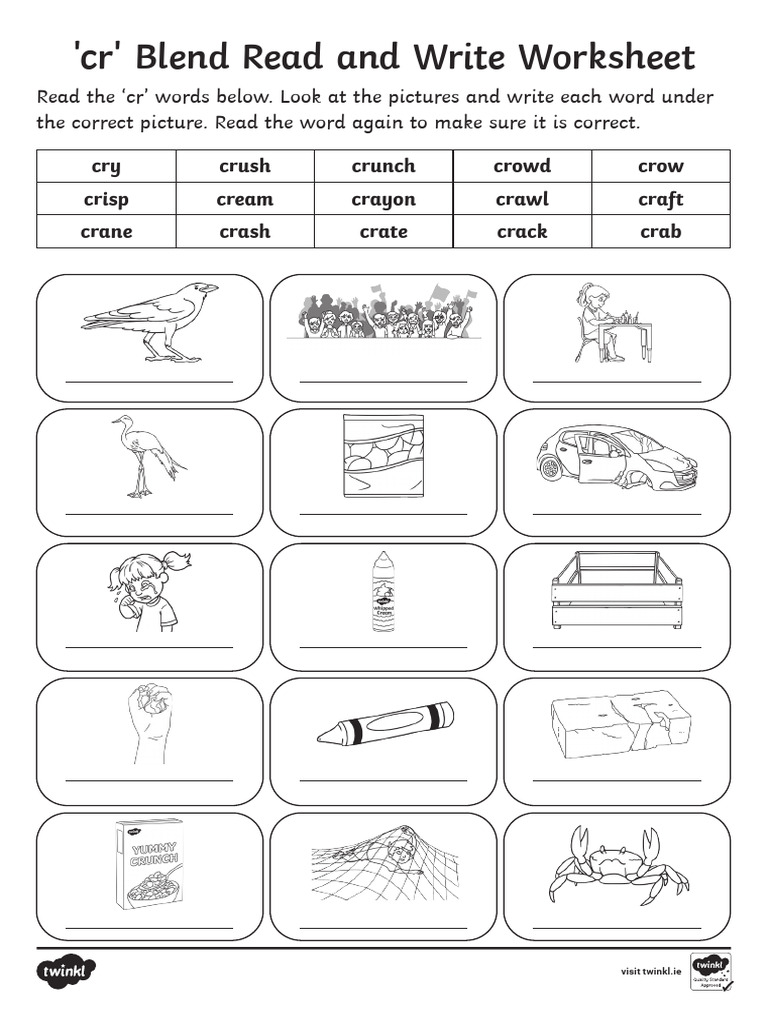 CR Blend Read and Write Worksheet | PDF