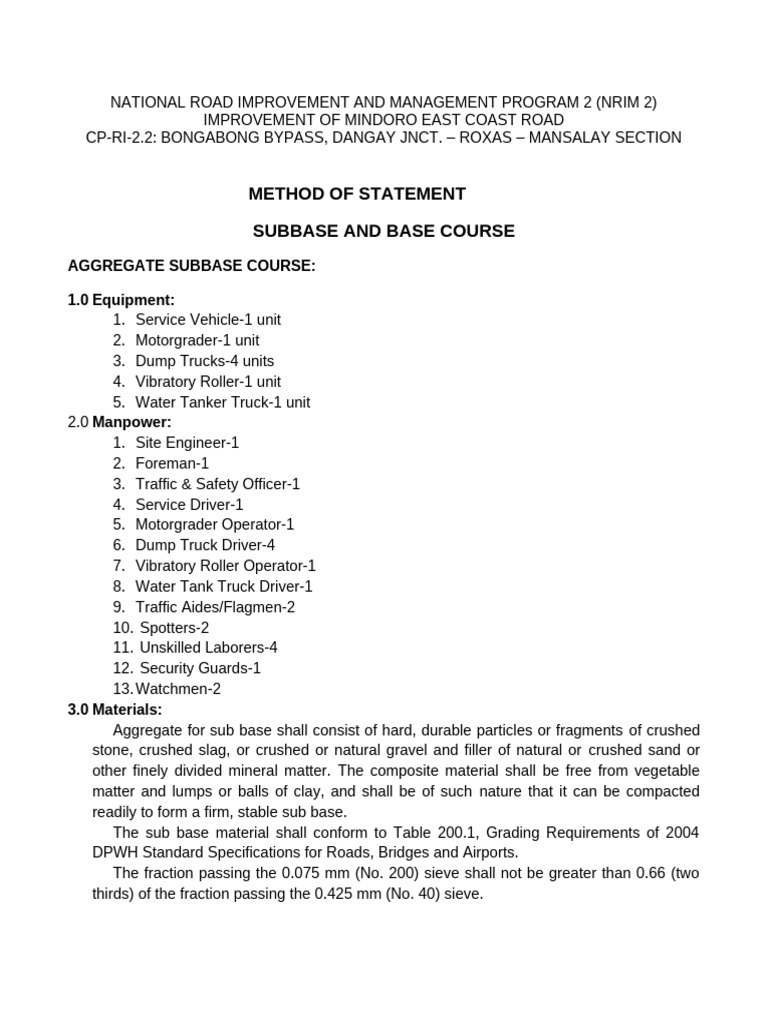 MoS-3 Subbase & Base Course | PDF | Concrete | Road Surface