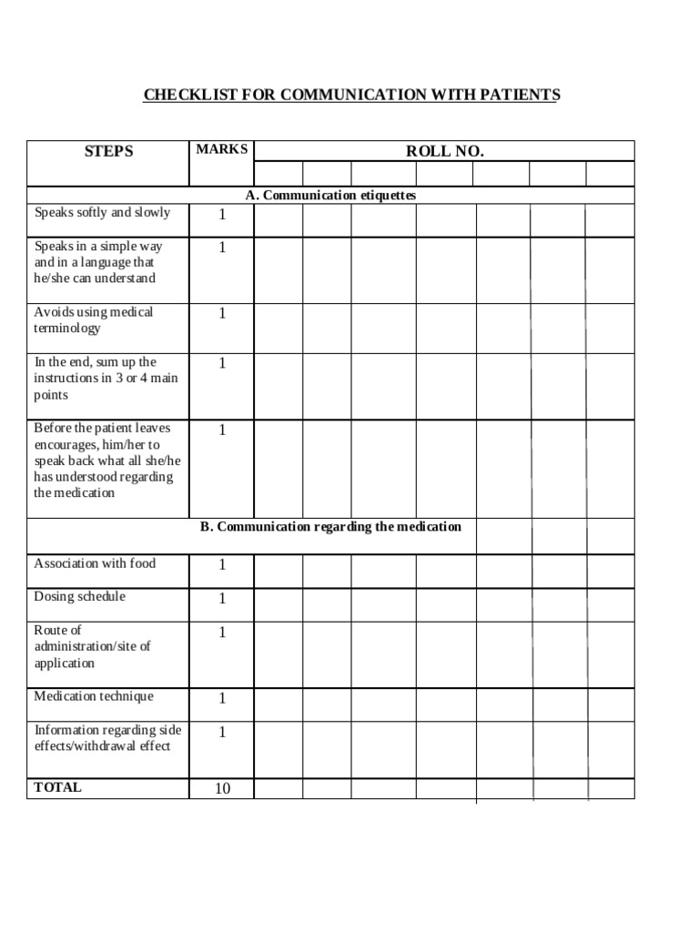 Checklist Communication 1 | PDF
